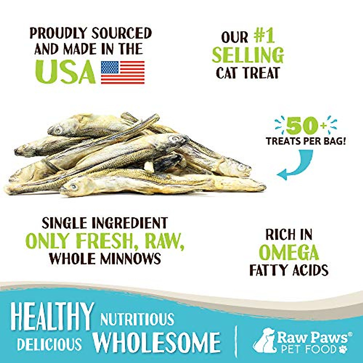 Raw Paws Pet Freeze Dried Minnows for Dogs & Cats, 2-oz - USA Fish Dog Treats - All Natural, Single Ingredient Minnow Cat Treats - Raw Freeze Dried Dog Snacks - Grain Free Cat Reward