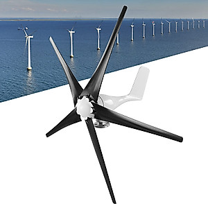 Windmill Generator, 5 Blade Small Wind Turbines Kit, Industrial Energy Equipment, for Boats Terraces Cabins Mobile Houses Charging 1600W(48v-black), Dynamo