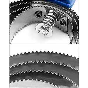 QWORK Double Sided Curry Comb, 2 Pack 4 Rings Stainless Steel Curry Comb with Soft Touch Grip, Blue