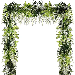 5 Pcs Wisteria Garland Artificial Flower Arch Floral Garland Decor Fake Hanging Flowers for Wedding Arch