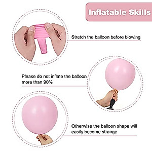 RUBFAC 65pcs 12 inch Pink Gold Confetti Balloons Kit, Pink White Gold Party Balloons with Ribbons for Birthday, Wedding, Baby Shower, Graduation Decorations