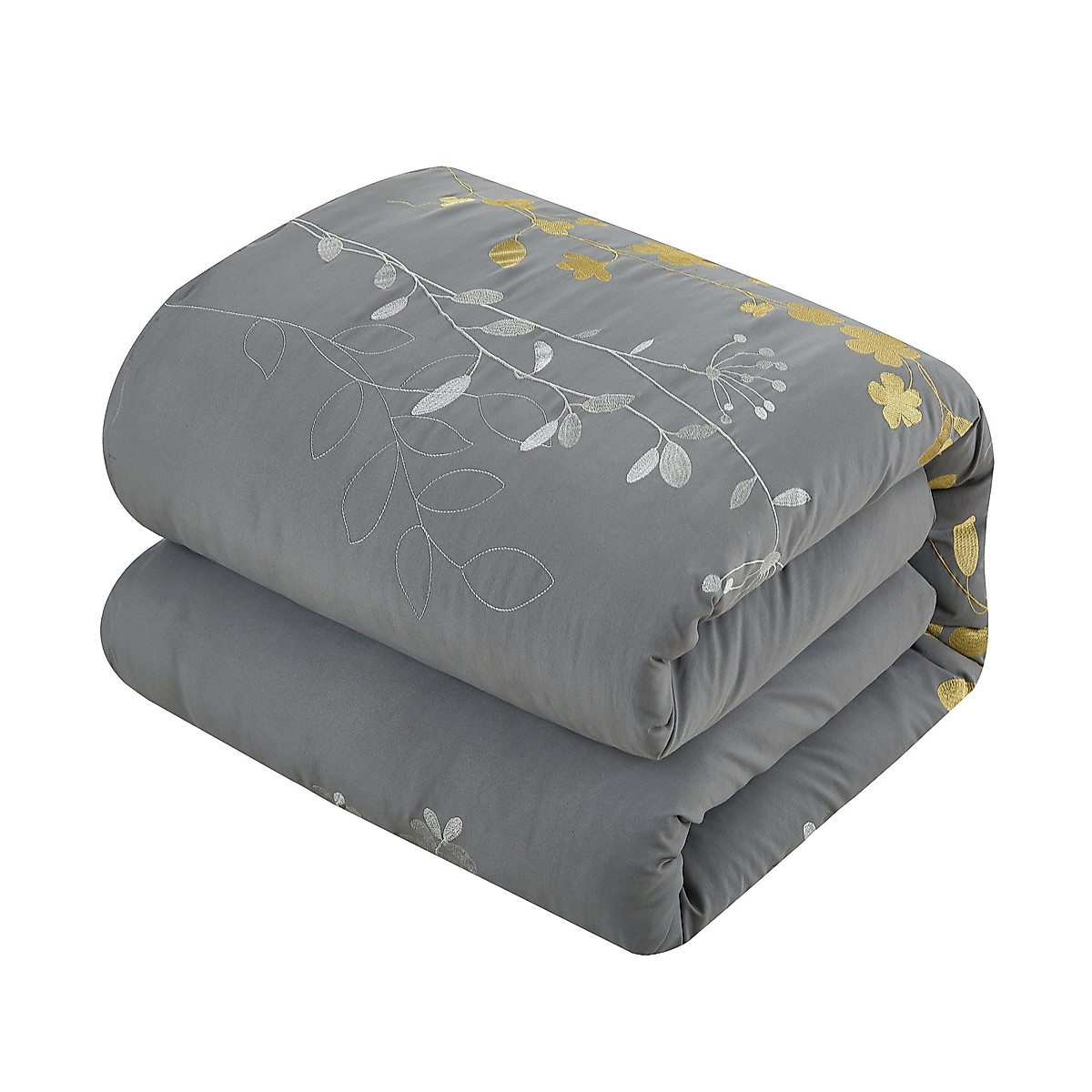 Chic Home Kaylee 3 Piece Cover Set Embroidered Floral Design Backing Zipper Closure Bedding-Decorative Pillow Shams Included, King Duvet, Yellow