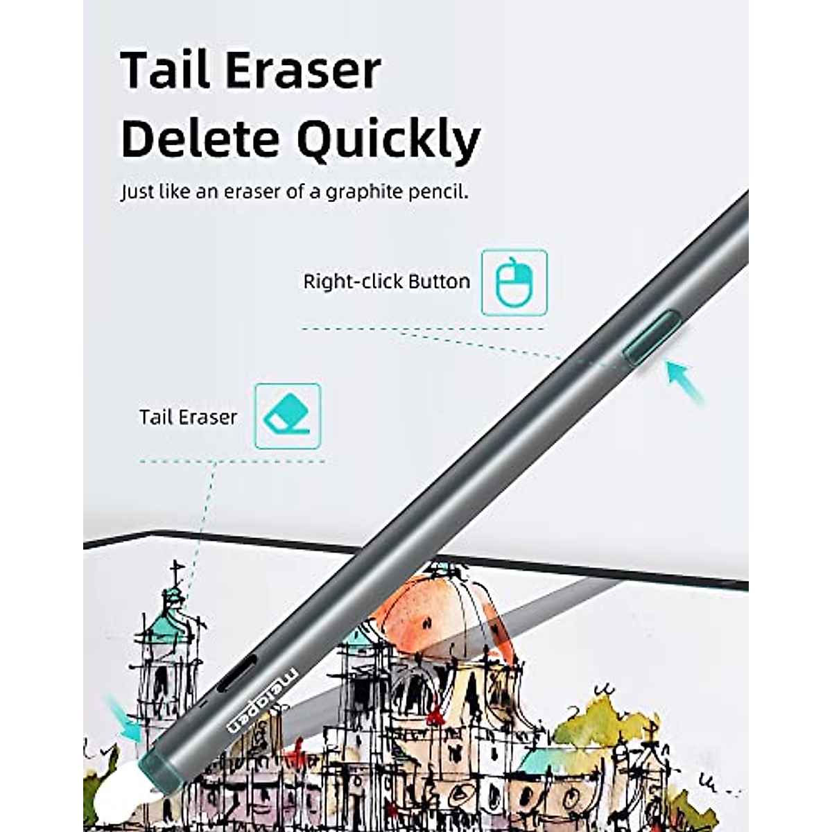 Metapen Stylus Pen M2 for Surface (Premium, 4096 Finest Control, Eraser End) - Work for Surface Pro 7//8/9/X,Surface Go 3/Book 3/Laptop 4/Studio 2, ASUS VivoBook Flip 14, for Creators,Students,Doers