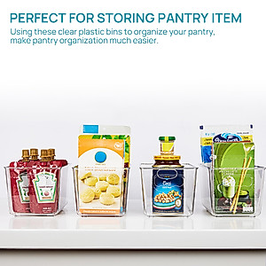 Vtopmart Clear Plastic Pantry Organizer Bins, 6 PCS Food Storage Bins with Handle for Refrigerator, Fridge, Cabinet, Kitchen, Countertops, Cupboard, Freezer Organization and Storage, BPA Free, Small