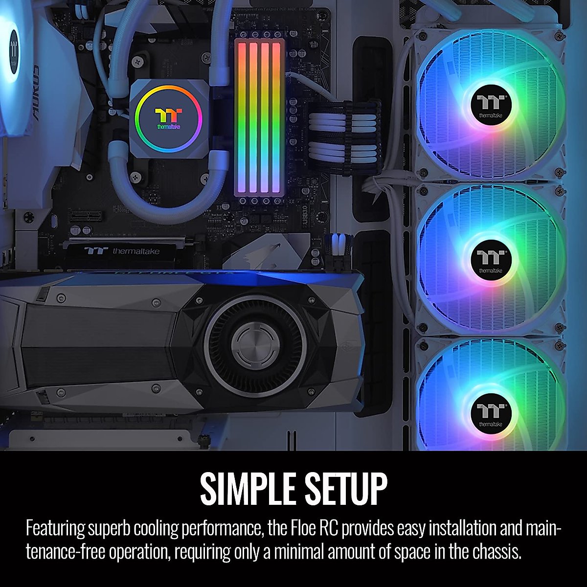 Thermaltake Floe RC360 Snow, AMD (AM5/AM4) / Intel (LGA 1700/1200), TT RGB Plus Software/Motherboard Sync ARGB Controlled, 360mm PWM All-in-One CPU & Memory Liquid Cooler CL-W331-PL12SW-A