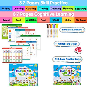 Toddlers Toys for 3+ 4 5 6 7 8 Year Old Boys Girls - Handwriting Practice Books Kindergarten Workbooks - Montessori Learning Toys for Kids Ages 3-4 4-8 5-7, Birthday Gifts Back to School Book Supplies