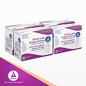 Dynarex Sterile Disposable Latex Surgical Gloves, Powder-Free, Sterilely Packaged in Pairs, Medical & Healthcare, Bisque, Size 6, 1 Case of 200 Pairs