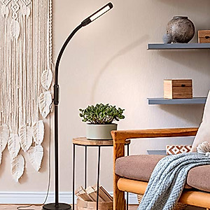 Brightech Vista 3-in-1 Desk Lamp for Living Rooms, LED Floor Lamp, Tall Lamp with Remote Control, Work Light for Documents, Standing Lamp with Flexible & Adjustable Gooseneck for Reading and Crafts