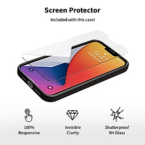 AloCase Compatible with iPhone 13 Mini Case Black Silicone with Screen Protector [6ft Drop Tested] Slim Protective Phone Cover w/Microfiber Lining for Women & Men