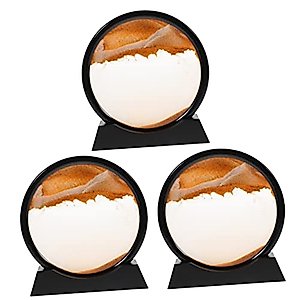 Abaodam 3pcs 3D Sand Painting Hourglass Calm Relaxing Desk Toy Flowing Sand Picture Bookshelf Decoration Moving Sand Art Decor Sand Painting Art Dynamic Sand Picture Sports Office Water
