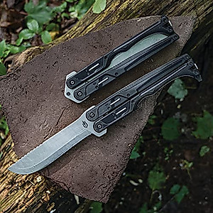 Gerber DoubleDown Folding Machete 6.75" 420HC Stonewashed Recurve Blade, Green Handles