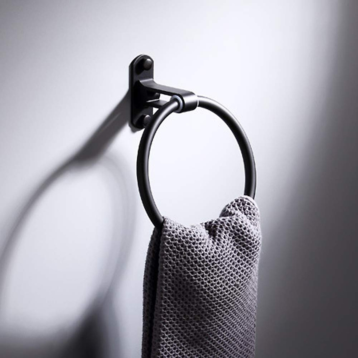 Treasures Towel Holder,Black Space Aluminum Wall Mounted Round Towel Ring Kitchen and Bathroom Hardware Pendant,Towel Hanger for Bathroom Organizer, Kitchen Storage