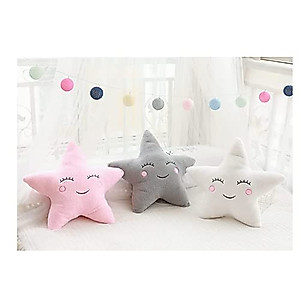 Soft Plush ELONEL Star Pillow Moon Cloud Fresh Cushion Bed Pillow Home Office Sofa car seat Cushion Party Supplies (Star 19.5inch/50cm, White)