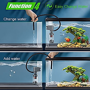AQQA Aquarium Multifunction Internal Filter,5 in 1 Fish Tank Powerhead,Clean Fish Waste,Circulation Wavemaker,Changer Water,Dissolved Oxygen Water Pump with 3 Suction Cups (8W 210GPH)