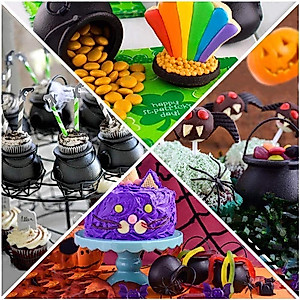 24 PCS Candy Kettle Black Novelty Cauldron Kettles with Handle for Halloween Trick or Treat Party Favors Mini Black Witch Cauldron