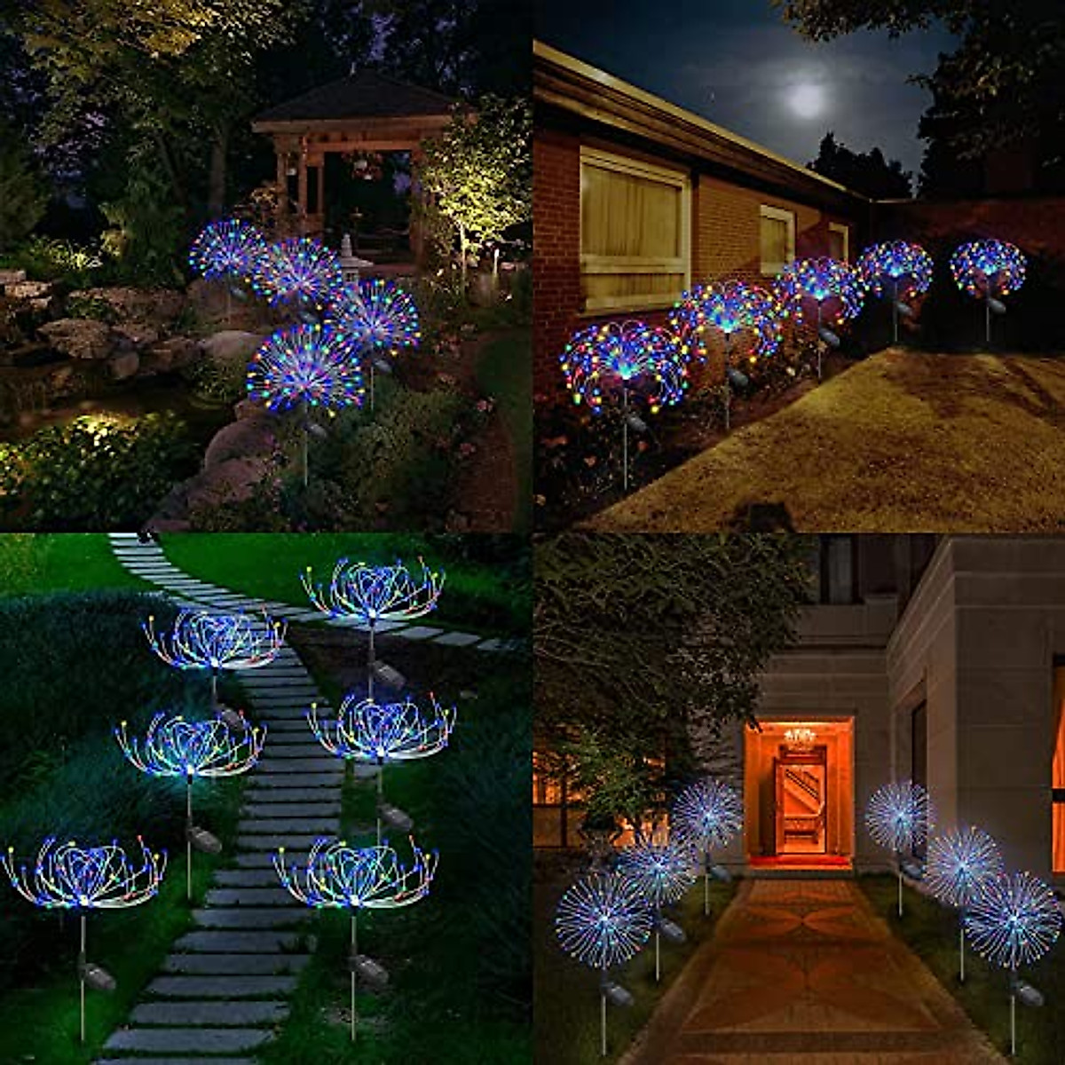 BQOQB 2Pack Solar Firework Lights Garden Lights 150 LED Solar Decorative Lights Waterproof Stake Landscape Lights with 2 Flashing Modes for Outdoor Patio Yard Lawn Pathway Landscape Decor…