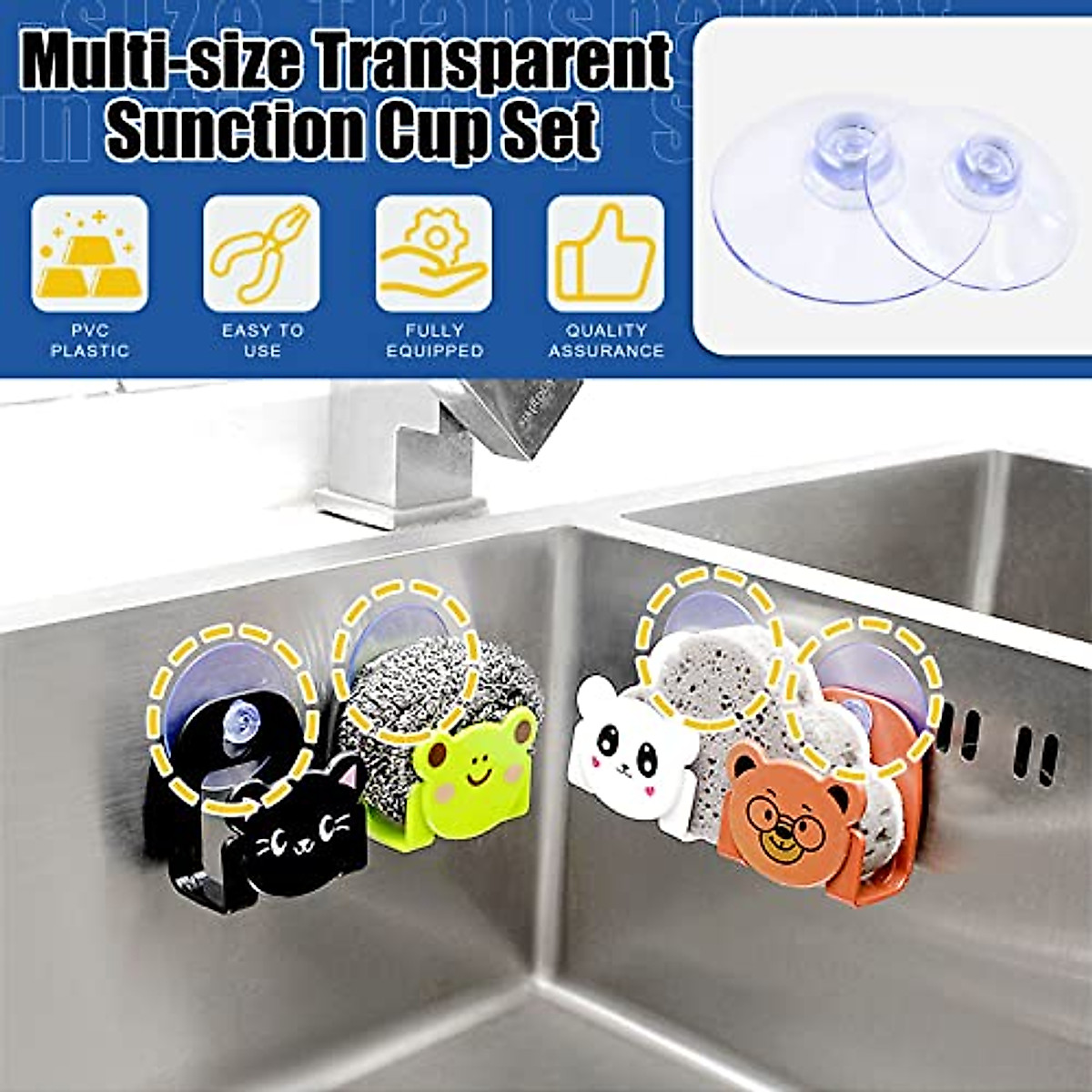 Glarks 80Pcs 20mm 25mm 30mm 35mm 40mm Bathroom Shower Caddy Connectors Suction Cups Set, Rubber Anti-Collision Sucker Pads Without Hooks and Holes
