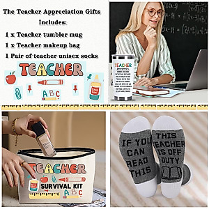 tGifGLonyi Teacher Appreciation Gifts for Women,Teachers Tumbler From Student, Gifts For Coach,Funny Socks Thank You Basket Box for New Teachers, Coffee Mug 20 oz