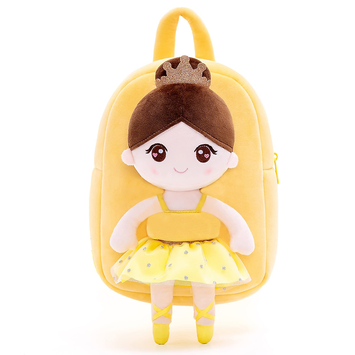 Gloveleya Toddler Backpack for Kids Soft Toys Plush Ballet Girl Doll Yellow 9 Inches