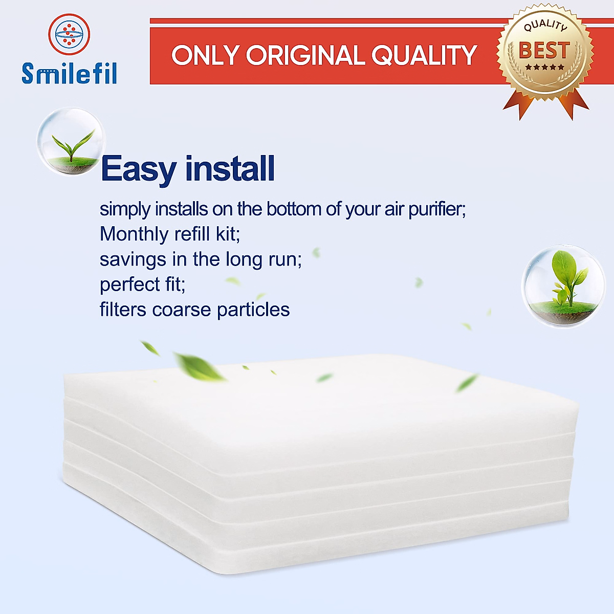 Smilfil 5 Pack PF40 Replacement Pre-Filter Pads Compatible with IQAir PF40 Coarse Dust Pre-Filtration Air Purifier