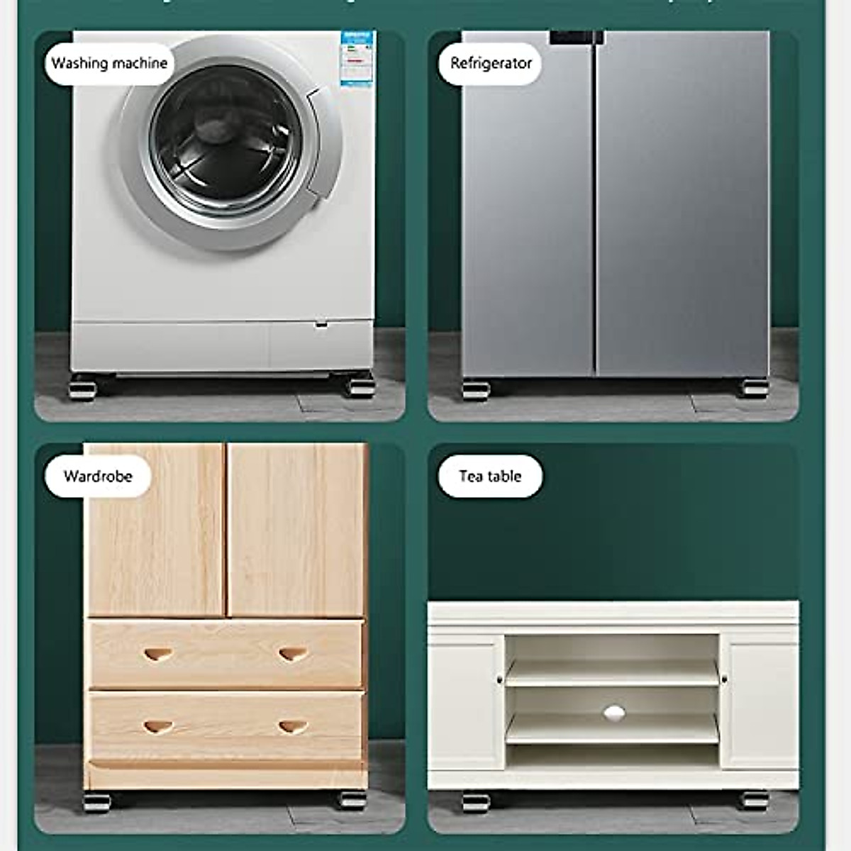 NW 1776 Two Movable/Adjustable Washing Machine Bases, Washing Machine Stand With Brake, Refrigerator Base Mobile Cart,Suitable for Refrigerator Base, Dryer Base, Washing Machine Base, White