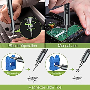 KeeKit Precision Electric Screwdriver, 28 in 1 Portable Power Screwdriver with 24 Bits, Rechargeable Repair Tool Kits with USB Charging, 3 LED Light for Phones, Camera, Laptop