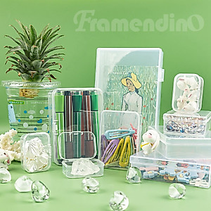 Framendino, 24 Pack Craft Organizers and Storage Rectangular Mini Plastic Containers Clear Plastic Storage Boxes Empty Beads Organizers for Small Items Art Craft Jewelry Projects