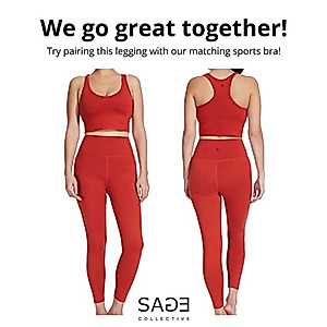 Sage Collective Women's High Rise 7/8 Leggings Moisture Wicking Tummy Control Slimming Stretch Athletic High Waisted Yoga with Side Pockets, Tetra, Small