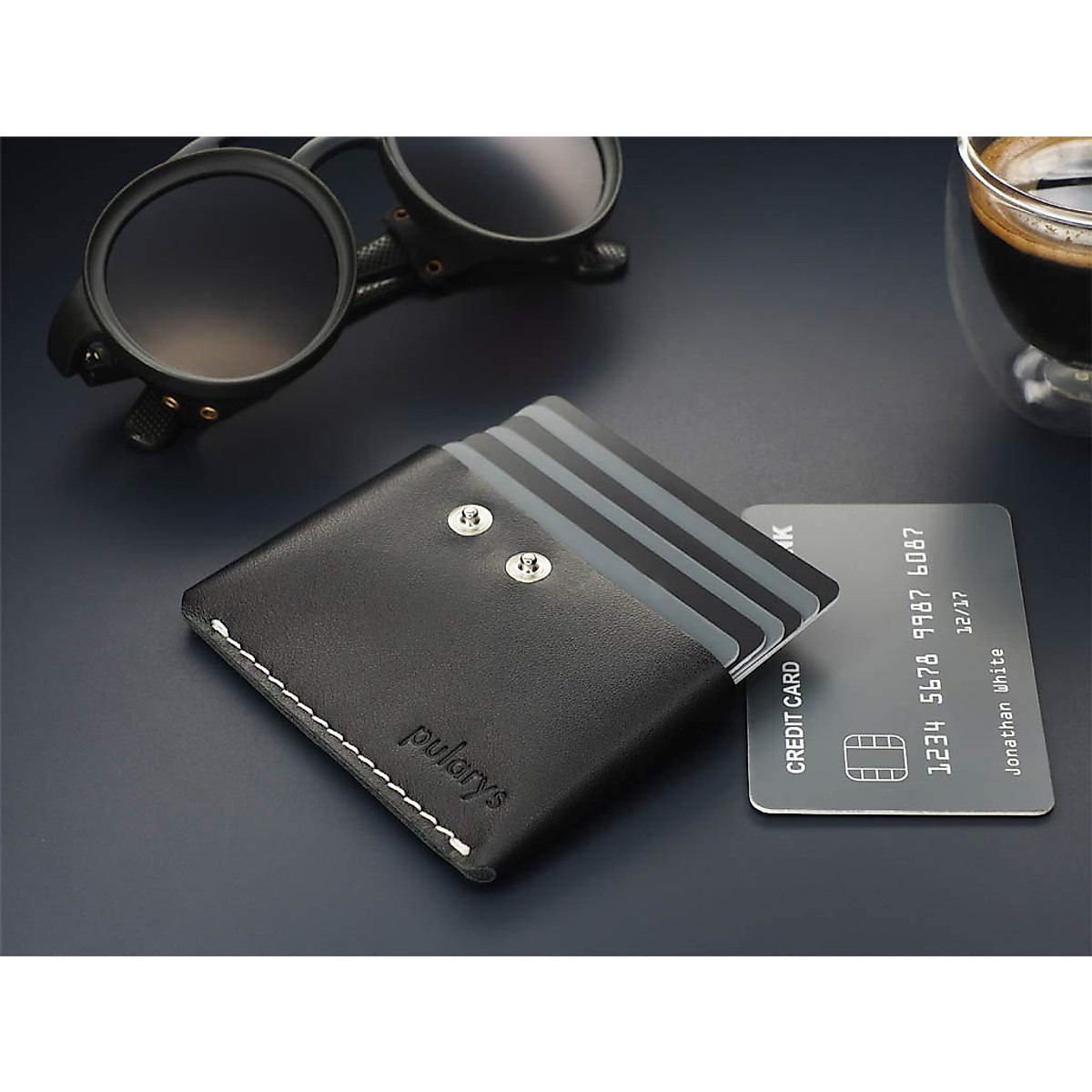 PULARYS Mini Wallet HOBBY - Credit Card Case - Italian Leather - Space for up to 8 Cards - Pockets for Coins and Bills - Modern Design For Men and Women - Fashionable Colors