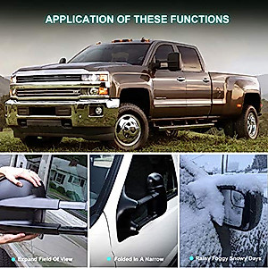 SCITOO For Chevy For GMC Towing Mirrors Pair Mirrors for 2014-2017 For Chevy For GMC Silverado/Sierra 1500 2015-2017 2500HD 3500HD with Power Control Heated Manual Telescoping and Folding Feature