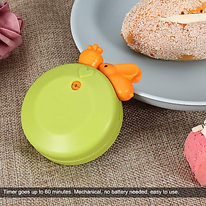 Mechanical Kitchen Timer Cartoon Rabbit Manual Countdown Mechanism 55-60 Minutes Kitchen Alarm Timing Tool for Cooking Baking Exercise(Green)