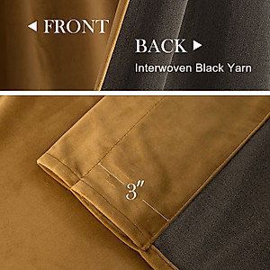 Lazzzy Velvet Blackout Curtains Thermal Insulated Curtains Room Darkening Super Soft Luxury Curtains for Bedroom Rod Pocket Window Drapes for Living Room 2 Panels 52 by 96 Inch Gold Brown