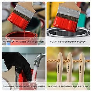 Double Thick Chip Paint Brush, 4 inch / 100mm Stain Brushes for Painting Walls and Fence Staining, Wooden Handle Masonry Paintbrush for Varnish, Paste, Gesso and Limewash