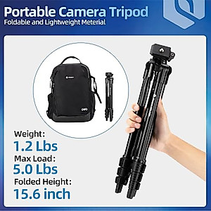 Fotopro Camera Tripod, 48" Phone Tripod with 3-Way Head, Lightweight Aluminum Tripod for Phone with Phone Mount Remote Control, Portable Travel Tripod, Camera Stand Compatible with DSLR