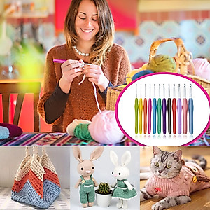 RealPlus Crochet Hooks Set, 12 Sizes Crochet Hooks Set for Arthritic Hands, Ergonomic Soft Grip Handles, Crochet Kit for Beginners, Christmas Gifts for Women, Large Crochet Needle with Blue Case