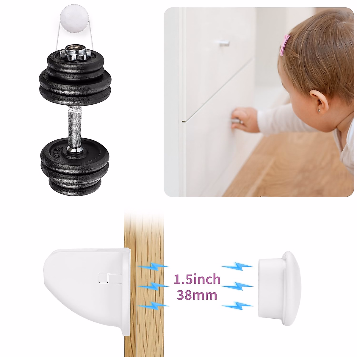 Child Safety Magnetic Cabinet Locks(10 Locks & 2 Keys), Baby Proofing Cupboard Drawers Latches, 3M Adhesive Easy Installation