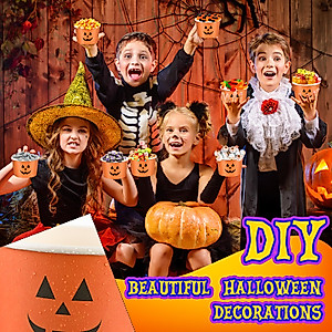 Hsei 60 Pcs 16oz Halloween Disposable Bowls Pumpkin Paper Snack Bowls Ice Cream Cups Soup Bowls for Halloween Dessert Sundae Yogurt Cups Hot Cold Drink for Holiday Party Supplies