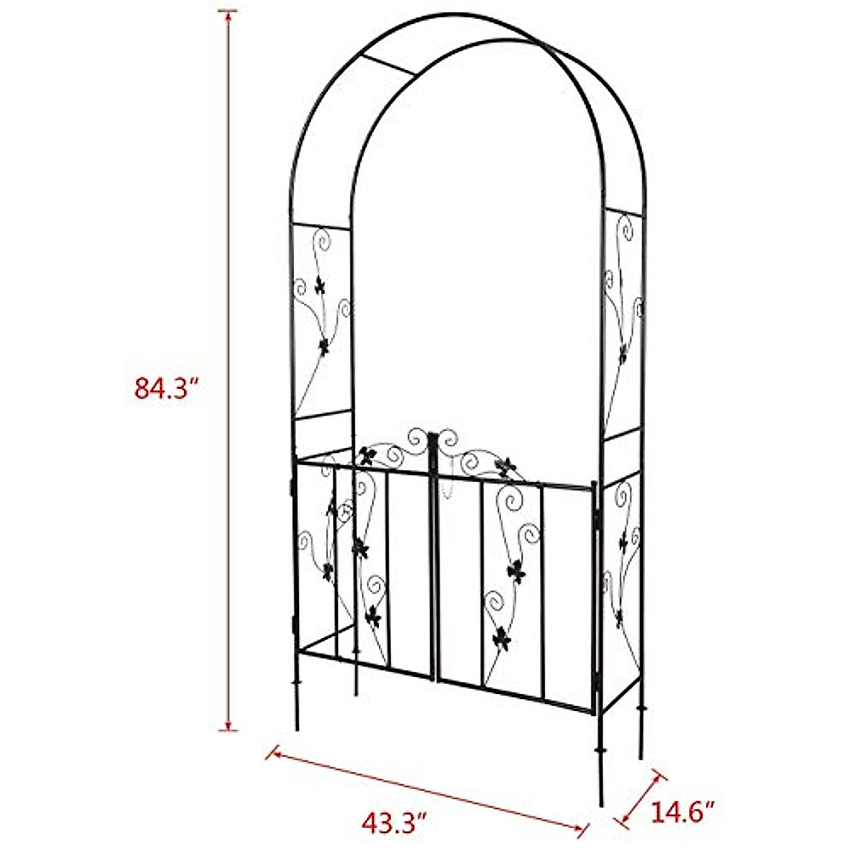 Kintness Garden Arch Arbor with Gate Trellis Arbour Archway for Climbing Plants Outdoor Garden Lawn Backyard …