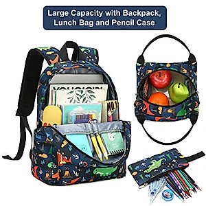 ZHT Dinosaur Backpack For Boys, Cute Lightweight Waterproof Preschool Kids Backpack, Kindergarten Nursery Travel Bag With Chest Strap