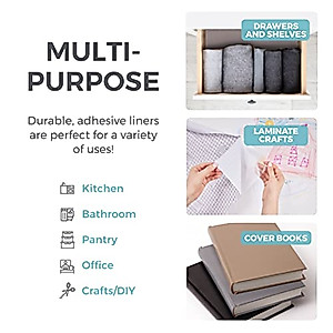 Home Genie Peel and Stick Adhesive Drawer and Shelf Liner 19.7 IN x 10 FT, Easy Apply Waterproof Removable Vinyl, Cabinet Drawers, Book Cover Protection, Crafts, Décor Paper Contact Liners, True Black