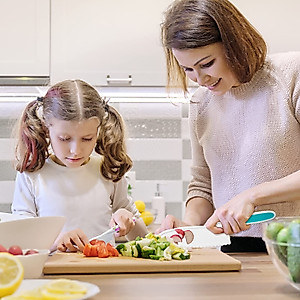 MOTYAWN Kids Knife Set of 3 - Firm Grip, Serrated Safe Edges– Colorful Nylon Toddler Cooking Knives to Cut Fruits, Salad, Cake, Lettuce (Purple/Powder/Blue)