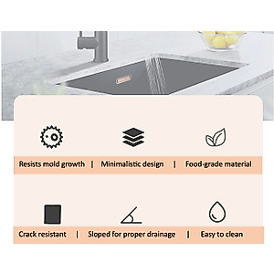 30 inch XXL long sink splash guard, sloped for water runoff, heavy duty adjustable fit splash guard, kitchen sink mat, faucet handle drip catcher, water counter protector, faucet draining mat