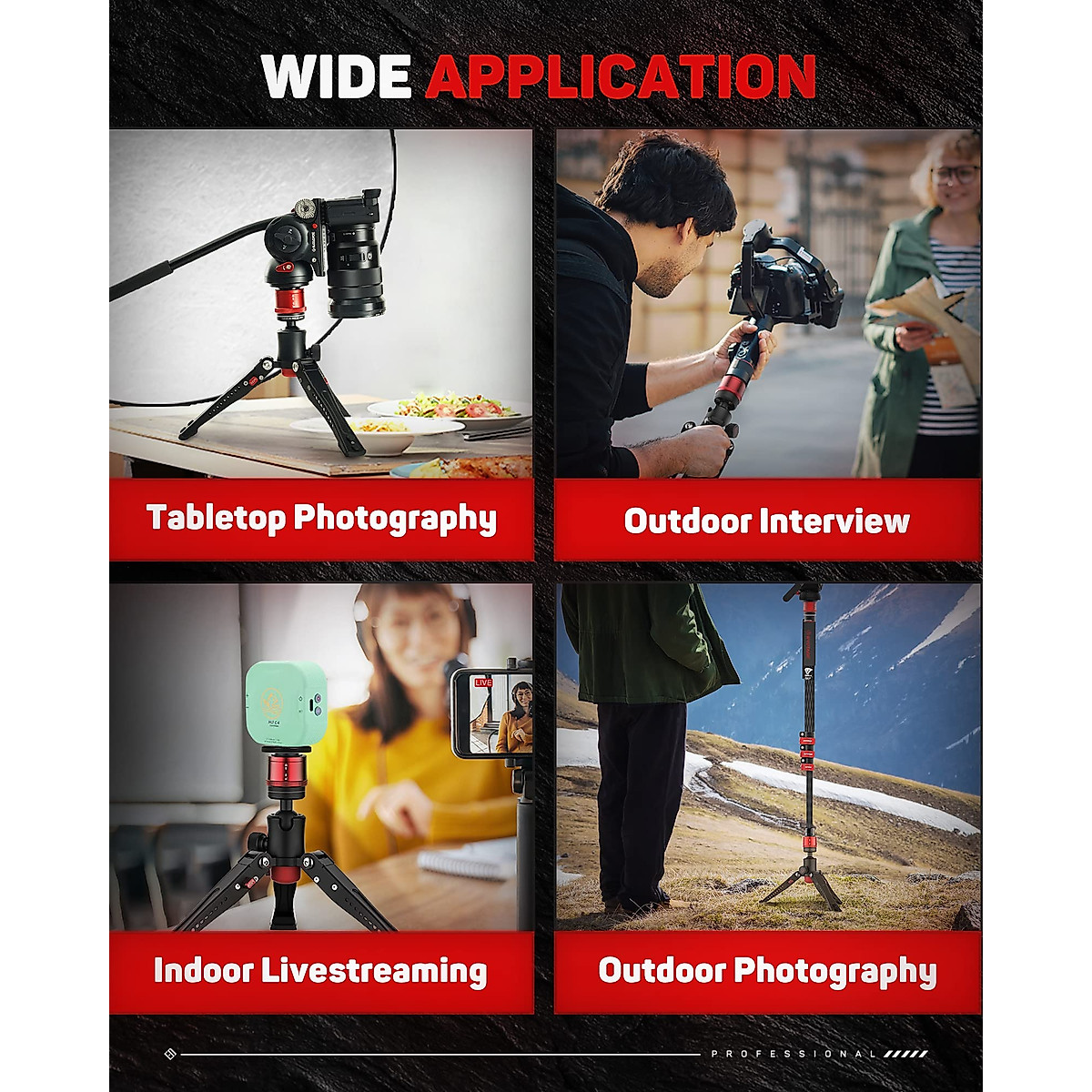 IFOOTAGE Small Tripod, Professional Mini Tripod for Photography, Tabletop Tripod for Photography, Aluminum Heavy Duty, Desktop Tripod Compatible with Sony, Nikon, Canon DSLR Camera, IFOOTAGE Base