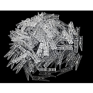 50PCS Clear Plastic Mini Spring Hanging Clips Clamps Holder Clothing Pins Paper Photos Clothes Line Clip Clothespins Clip Hanger Clips Laundry Clothespins(3.5cm x 0.7cm x 1cm)