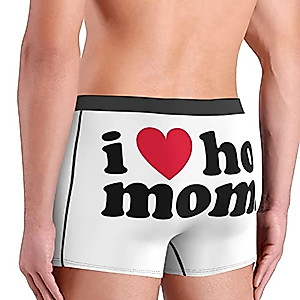 CENTUKE I Love Hot Moms Gag Gifts For Men Boys Boyfriend Gifts Underwear Men's Stretch Elastic Wide Band Boxer Brief Underwear Mens Boxers Black
