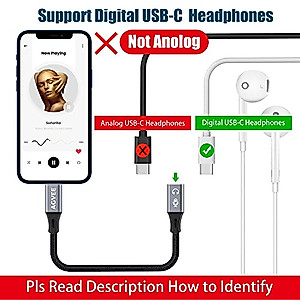 AGVEE [0.3ft USB-C to Lightning DAC Audio Adapter Cable Converter for iPhone iPad iOS Device, for Wireless USB C Lavalier Microphone, USB C Digital Earbuds Headphones & Microphone, Dark Gray