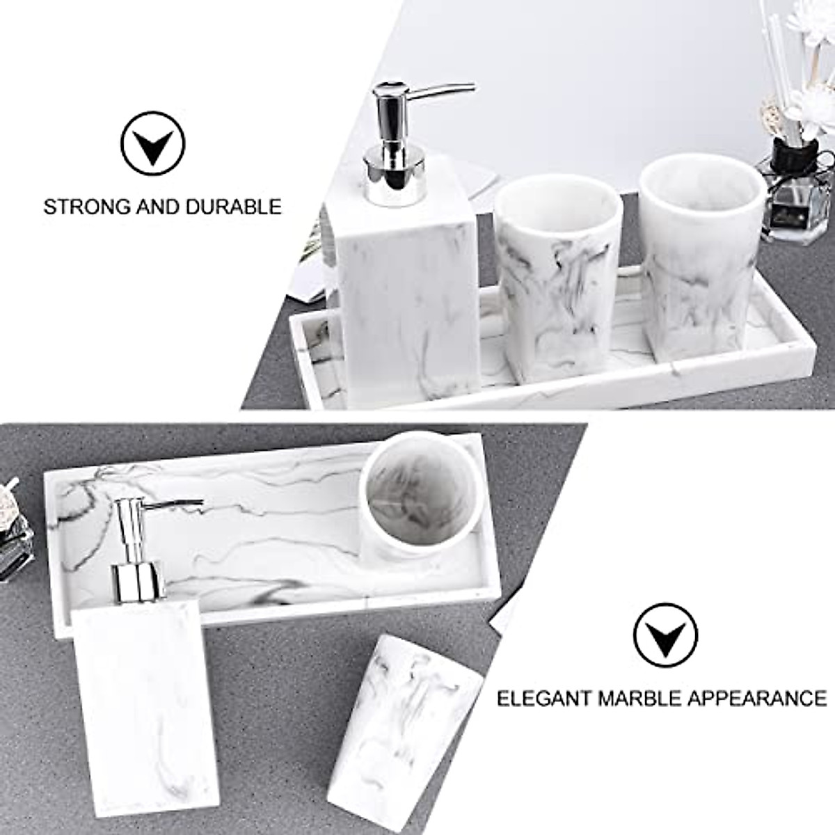 Cabilock 1 Set Bathroom Four Piece Set Dresser Tray White Ceramic Countertop Soap Dispenser Tray Soap Dispenser Organizer Sink Soap Dispenser Holder Soap Liquid Dispenser Nordic Toiletries