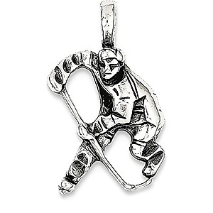 IceCarats 925 Sterling Silver Vintage Hockey Goalie Stick Puck Glove Player Necklace Charm Sports Pendant Only