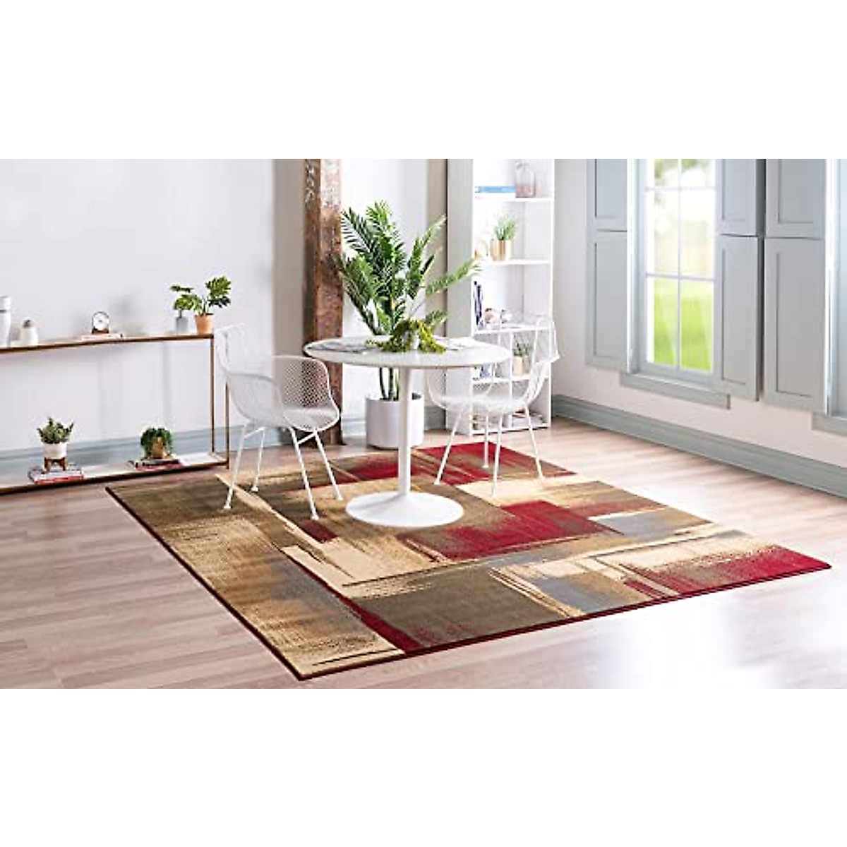 Unique Loom Barista Collection Area Rug - Timor (8' Square, Multi/ Red)