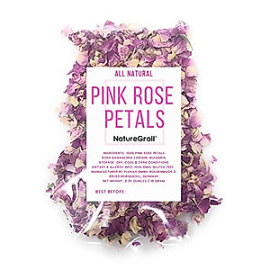 Pink Rose Petals - Edible Rosa Damascena | All Natural Rose Petals - Net weight: 0.35oz/10g | For use as tea, tisane or as topping for cupcakes, cakes, salads